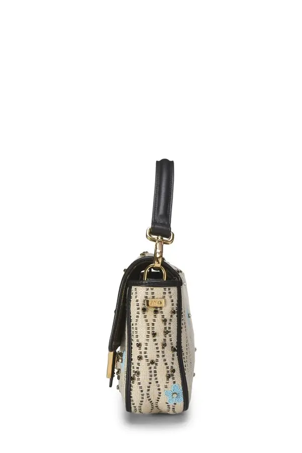 Fendi Multicolor Raffia Embellished Convertible Baguette