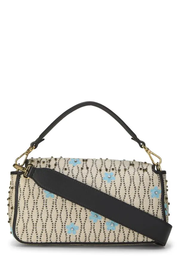 Fendi Multicolor Raffia Embellished Convertible Baguette