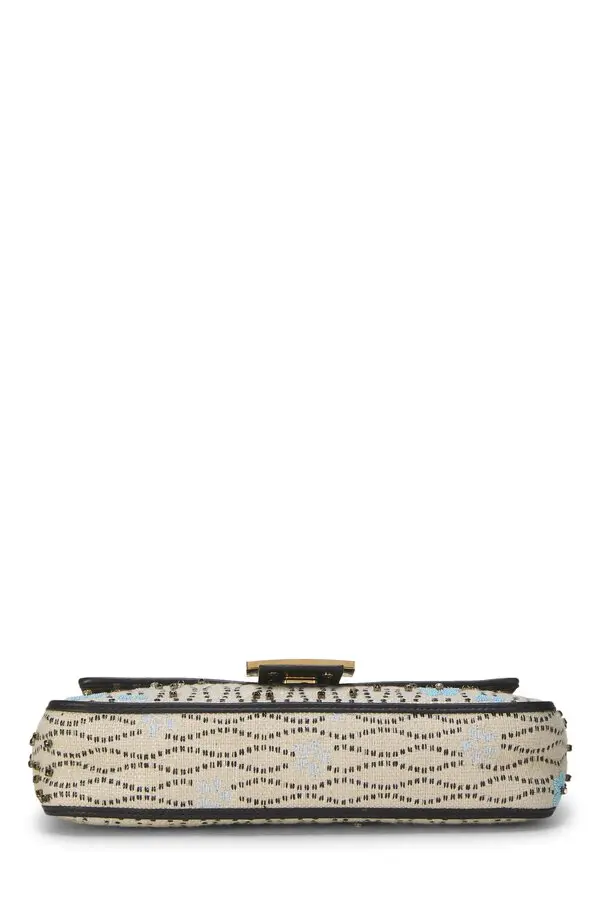 Fendi Multicolor Raffia Embellished Convertible Baguette