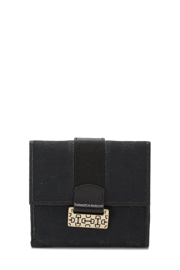 Gucci Gg Canvas Compact Wallet - Black