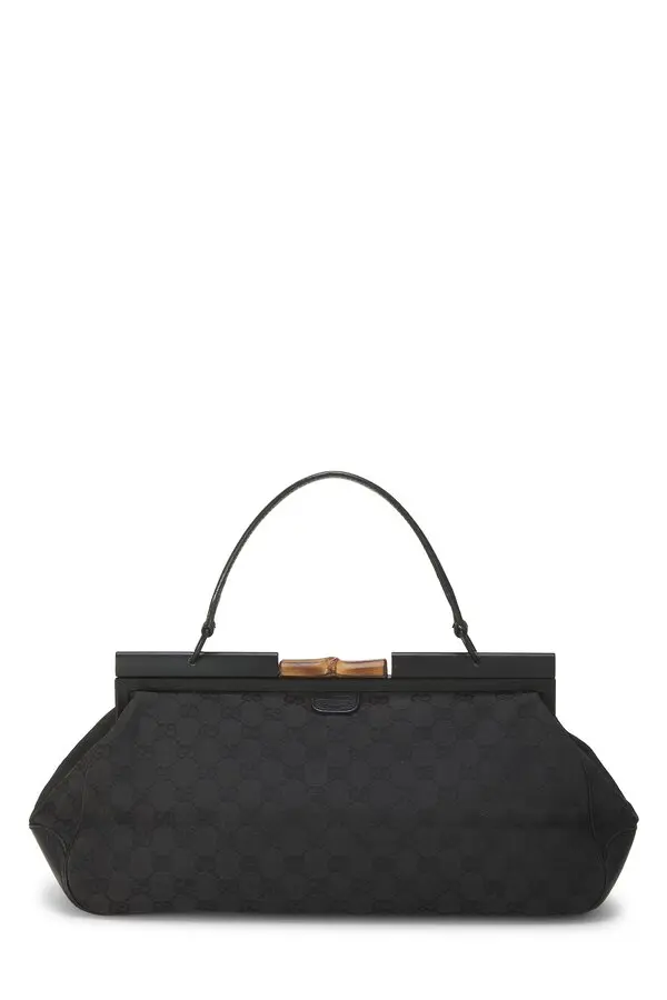 Gucci Gg Bamboo Frame Handbag - Black