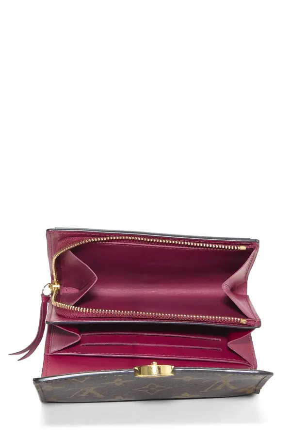 LOUIS VUITTON Burgundy Monogram Canvas Flore Compact Wallet