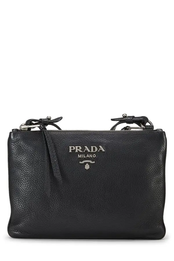 Prada Vitello Daino Double Zip Crossbody Bag