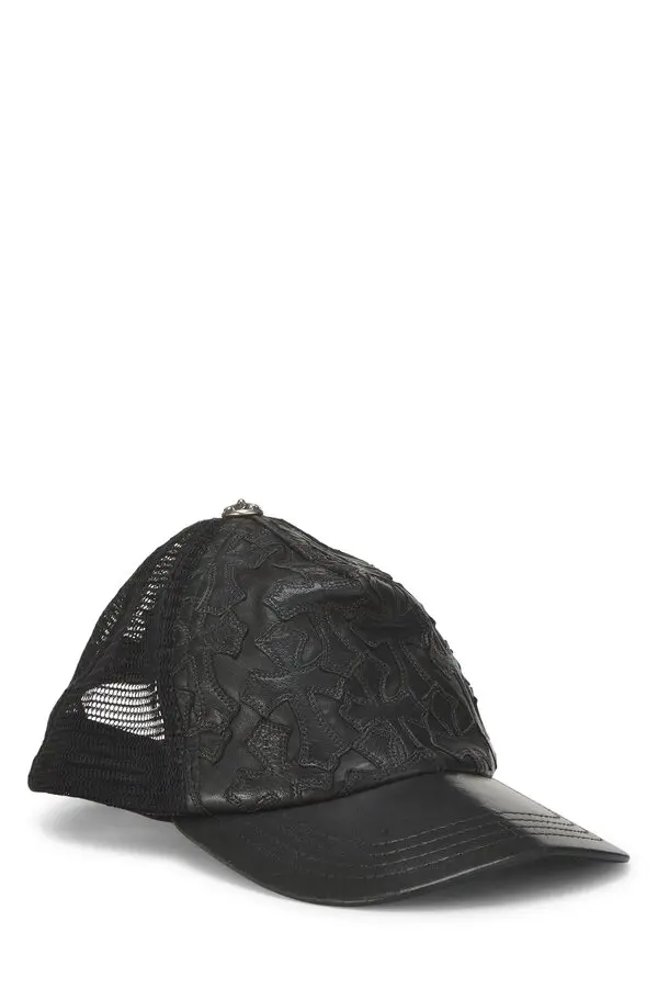 Chrome Hearts Leather Cemetery Cross Trucker Cap - Black