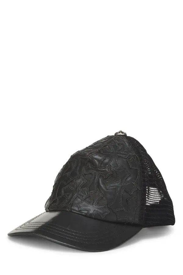 Chrome Hearts Leather Cemetery Cross Trucker Cap