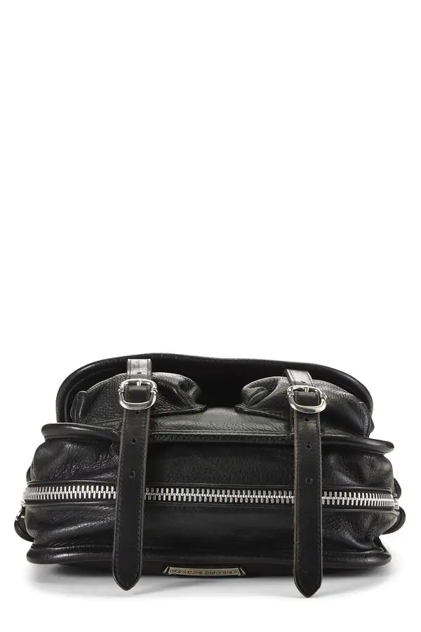 Chrome Hearts Leather Messenger Bag With Silver Tone Hardware