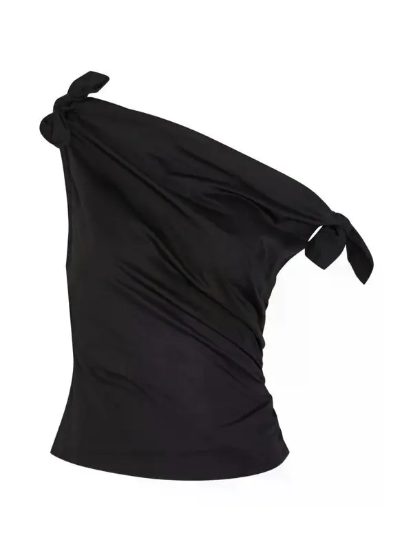 Staud Bellaria Knot-detail Draped One-shoulder Top - Black
