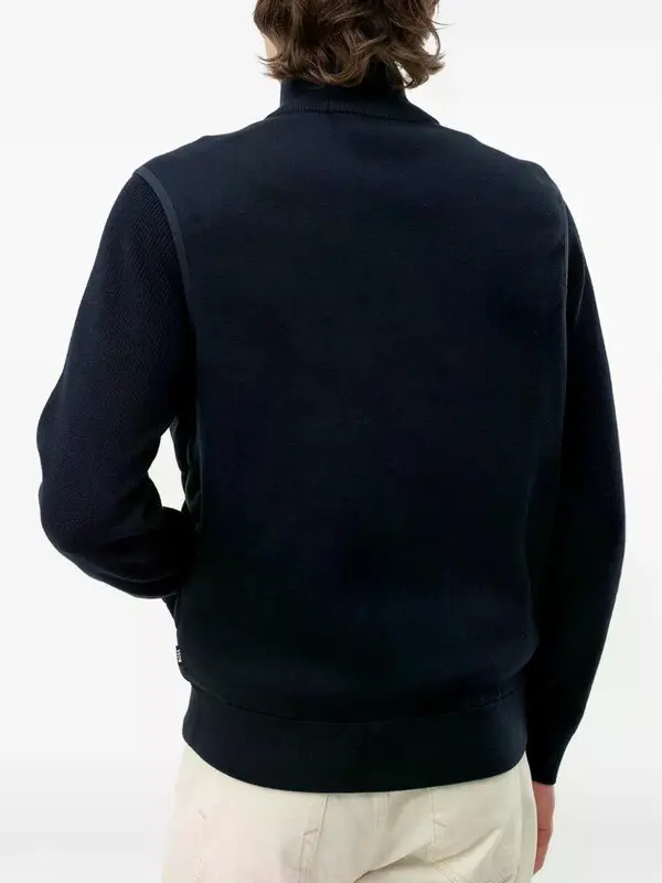 BOSS Quilted Panel Zip-up Sweater