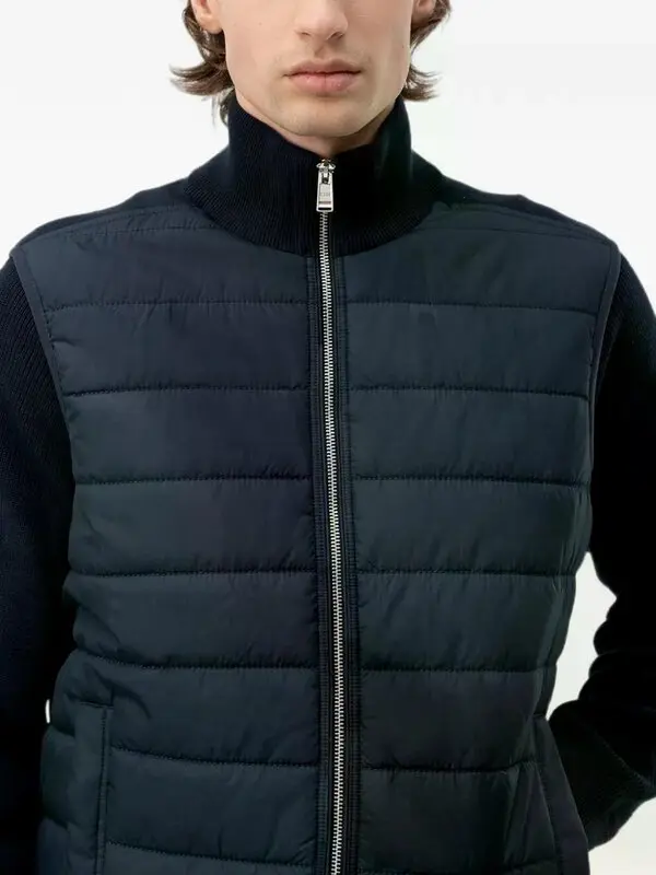 BOSS Quilted Panel Zip-up Sweater