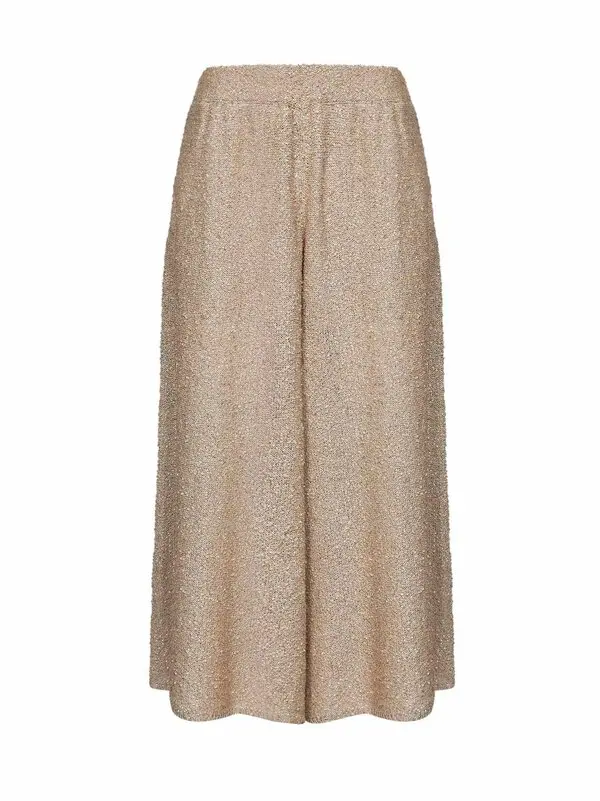 Brunello Cucinelli Gold Sequin Knit Dazzling Texture Culotte Trousers - Multicolor