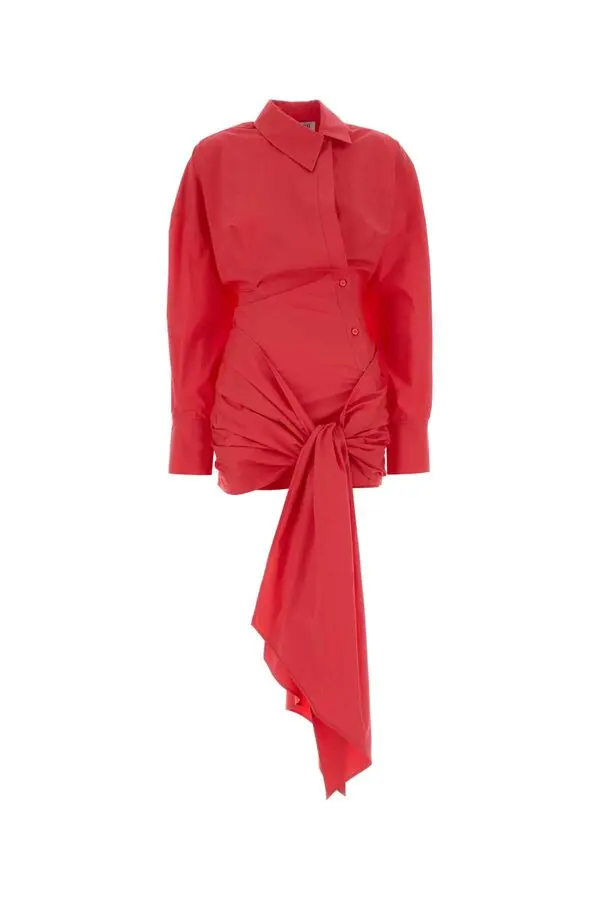Attico Coral Poplin Shirt Dress - Red