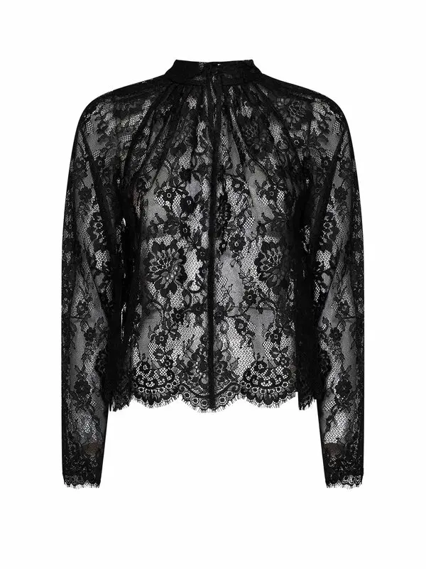 SELF-PORTRAIT Lace Long-sleeve Blouse - Multicolor