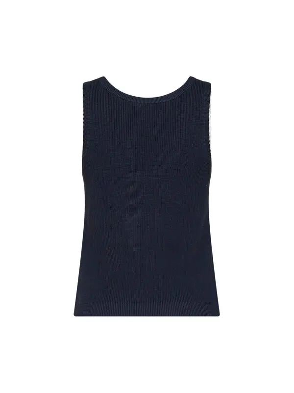 Brunello Cucinelli Blue Ribbed Cotton Knit Top