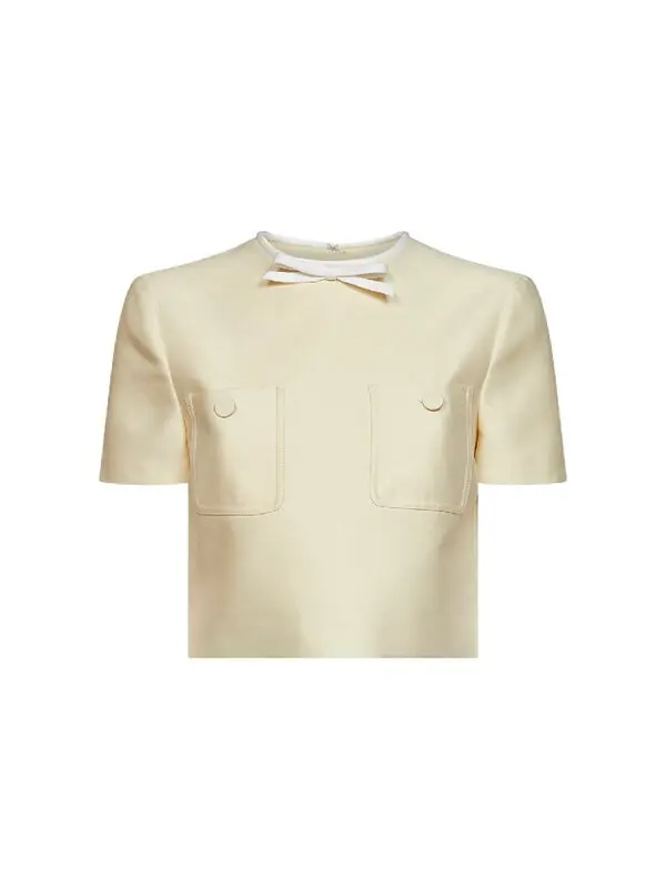 SELF-PORTRAIT Cropped Top With Bow Detail - Multicolor