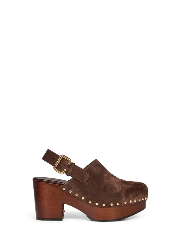 Chloé Chocolate Brown Jeannette Wedge Clogs - Multicolor