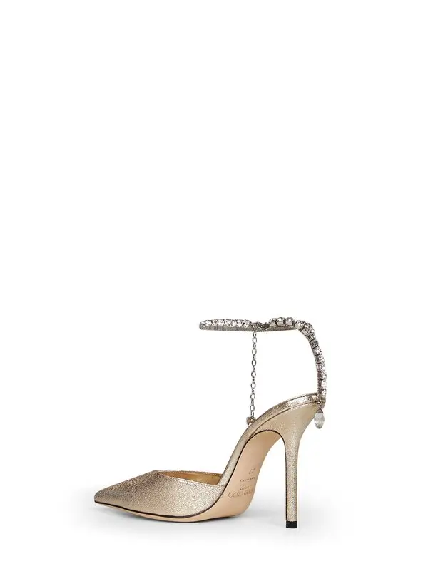 JIMMY CHOO Saeda 100 Pumps In Platinum Brilliance Fabric