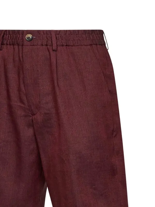 Brunello Cucinelli Cherry Chevron Linen And Virgin Wool Bermuda Shorts