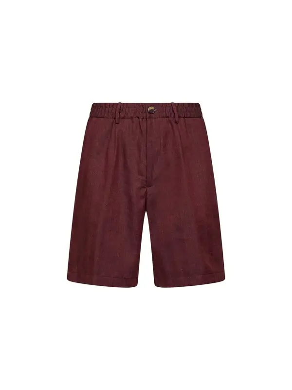 Brunello Cucinelli Chevron Linen And Virgin Wool Bermuda Shorts - Multicolor