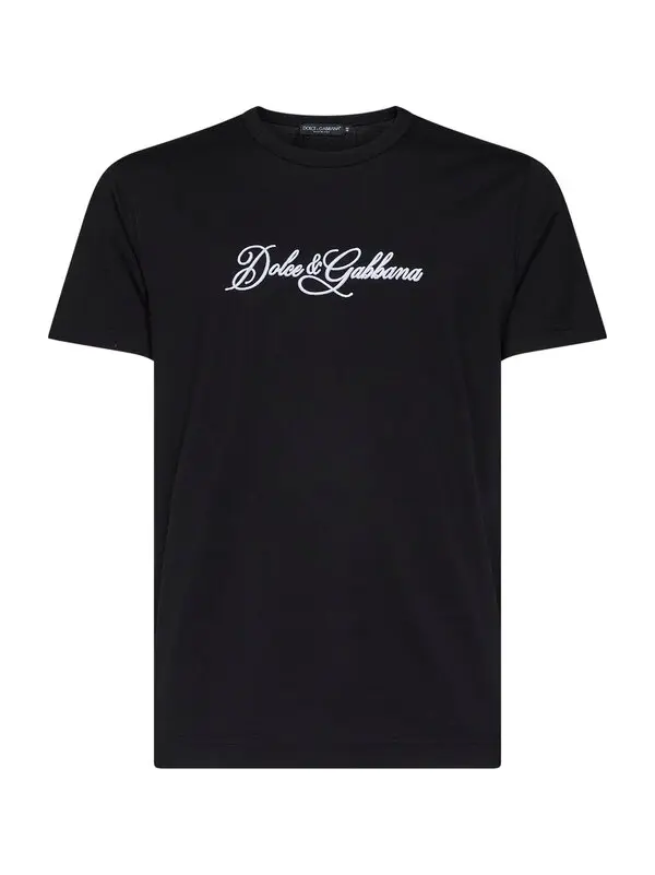 Dolce & Gabbana Black Cotton Jersey Embroidered T-shirt - Multicolor
