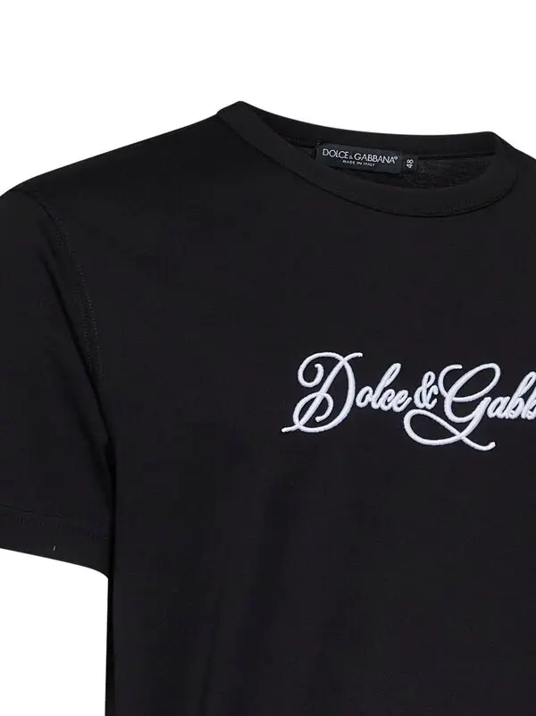 Dolce & Gabbana Black Cotton Jersey Embroidered T-shirt