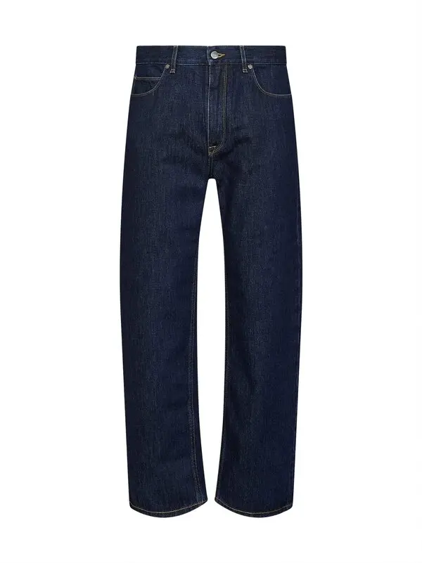 Fendi Dark Blue Cotton Denim Straight Jeans - Multicolor