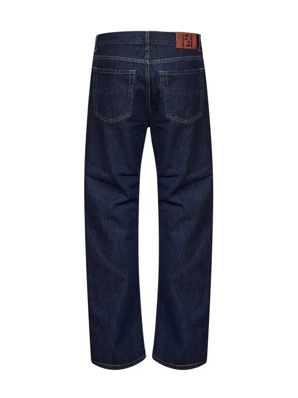 Fendi Dark Blue Cotton Denim Straight Jeans - Multicolor