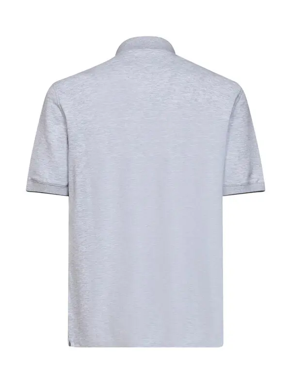 Brunello Cucinelli Grey Cotton Pique Logo Polo Shirt