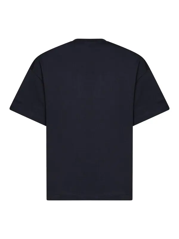 JIL SANDER Midnight Blue Cotton Boxy T-shirt With Logo - Multicolor
