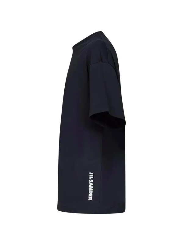 JIL SANDER Midnight Blue Cotton Boxy T-shirt With Logo - Multicolor