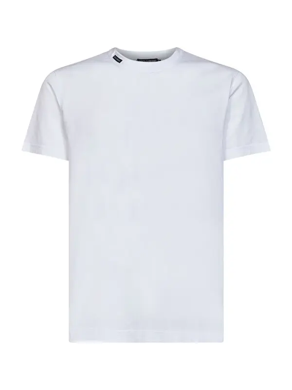 Dolce & Gabbana White Cotton Jersey T-shirt With Logo Label - Multicolor