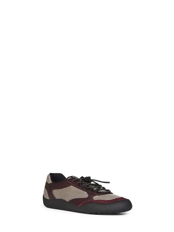 Prada Speedrock Sneakers In Clay And Burgundy Leather And Mesh - Multicolor