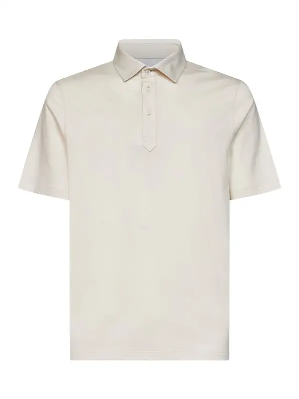 Brunello Cucinelli Cream White Cotton Jersey Polo Shirt - Multicolor