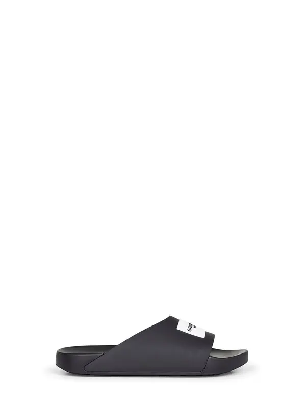 Givenchy Black Rubber Label Slide Flat Mules - Multicolor