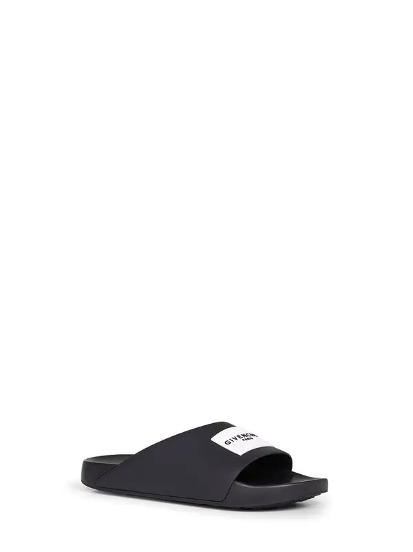 Givenchy Black Rubber Label Slide Flat Mules
