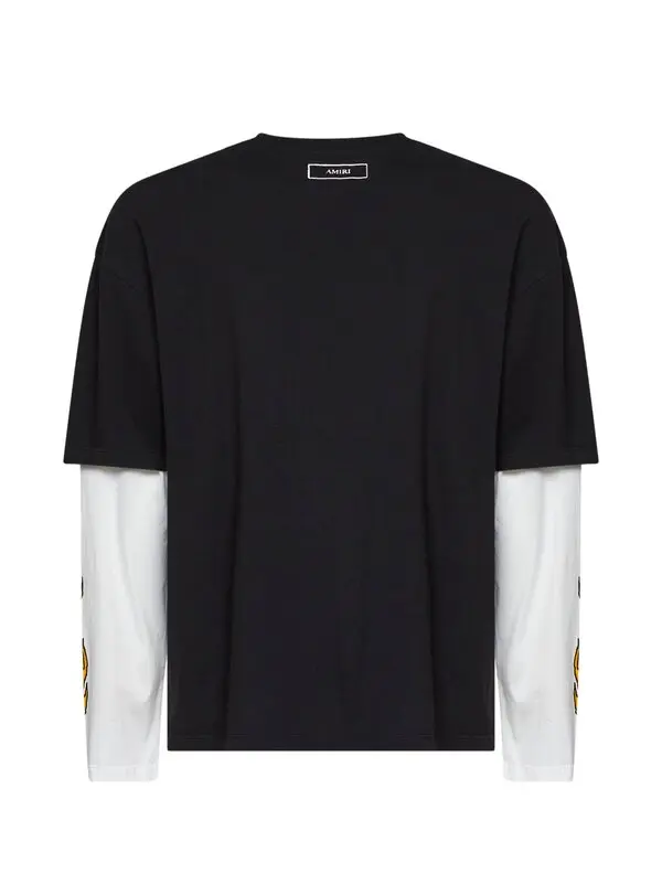 Amiri Black Cotton Jersey Burnt Out Double-sleeve T-shirt