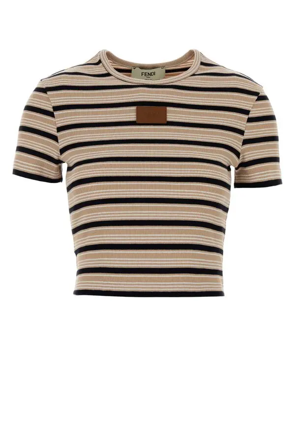 Fendi Embroidered Stretch Cotton T-shirt - Multicolor