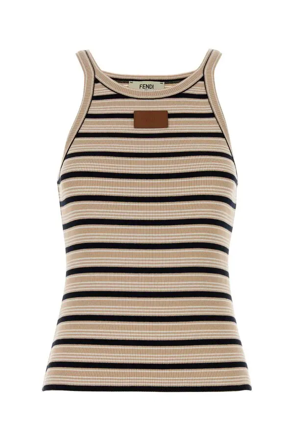 Fendi Embroidered Cotton Tank Top - Multicolor