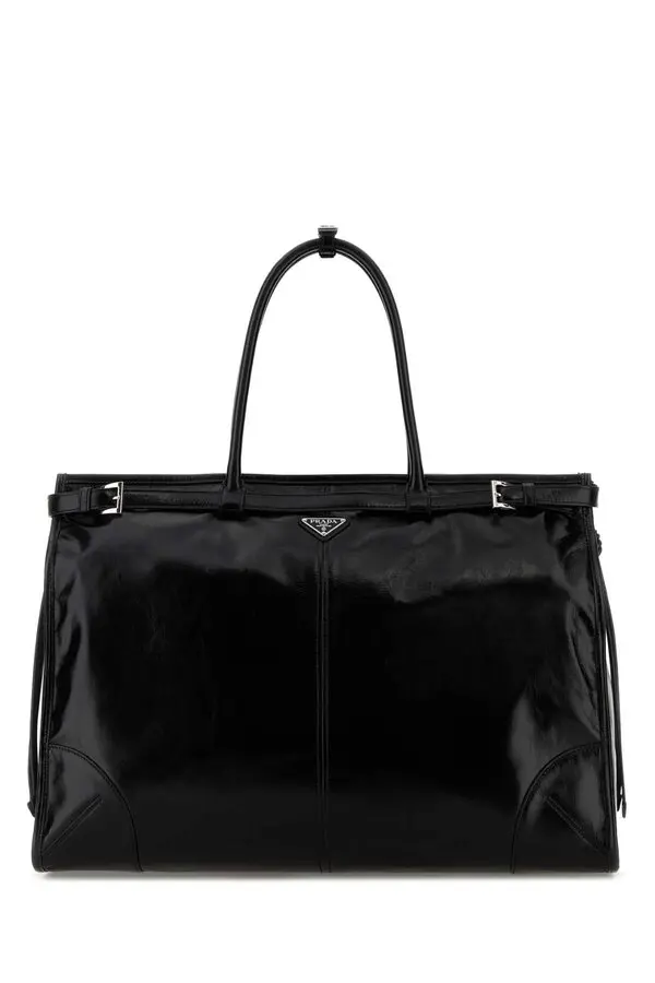 Prada Black Leather Large Shopping Bag
