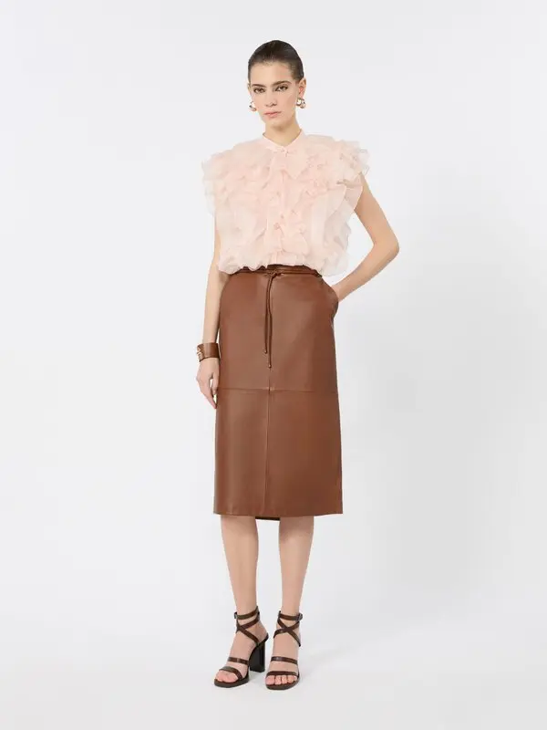 Max Mara Sleeveless Silk Organza Shirt With Ruffle Detailing