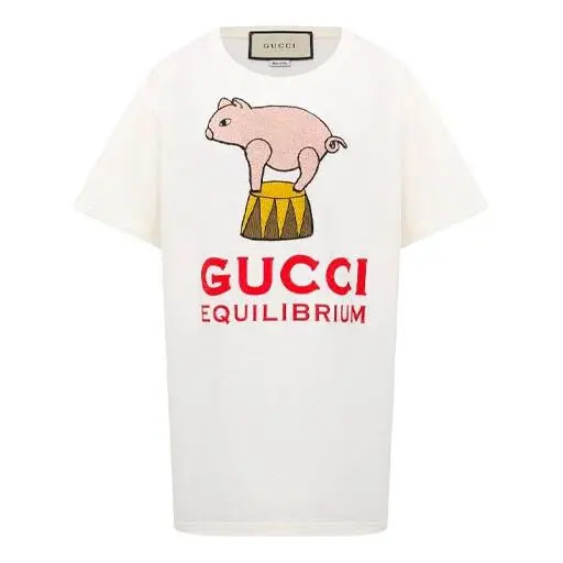 Gucci Equilibrium Piggy Print T-shirt - Creamy