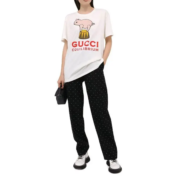 Gucci Equilibrium Piggy Print T-shirt - Creamy