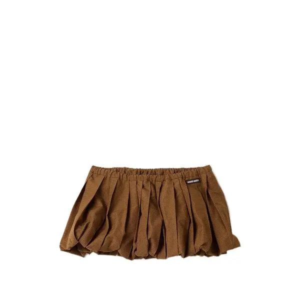 Miu Miu Pleated Gingham Check Miniskirt - Brown