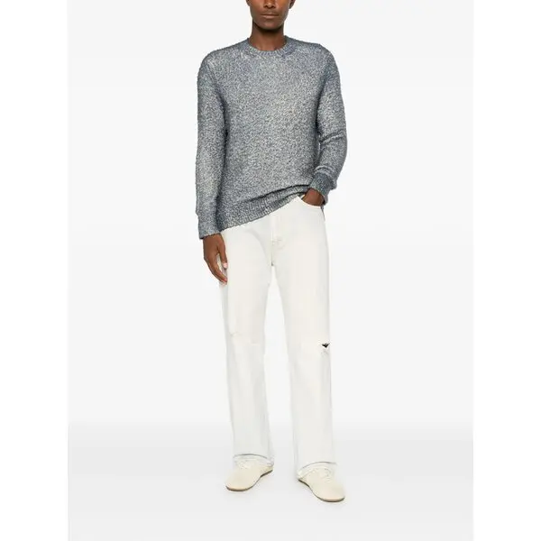 Avant Toi Grey Bouclé-knit Crew Neck Long Sleeve Jumper