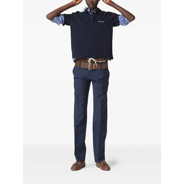 Miu Miu Check Pattern Shirt With Embroidered Logo