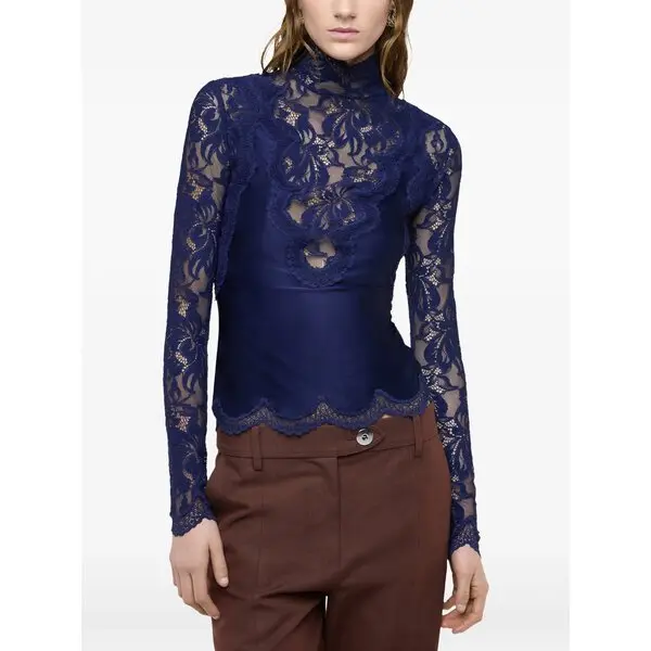 Rabanne Lace Panel High Neck Top