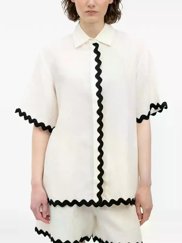 Hugo Scalloped Trim Short Sleeve Shirt