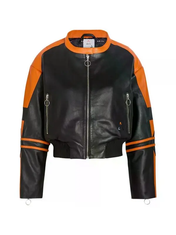 AN-Y1 Colour-block Leather Biker Jacket