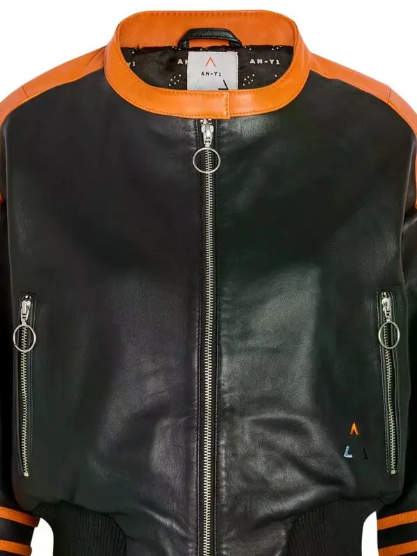 AN-Y1 Colour-block Leather Biker Jacket