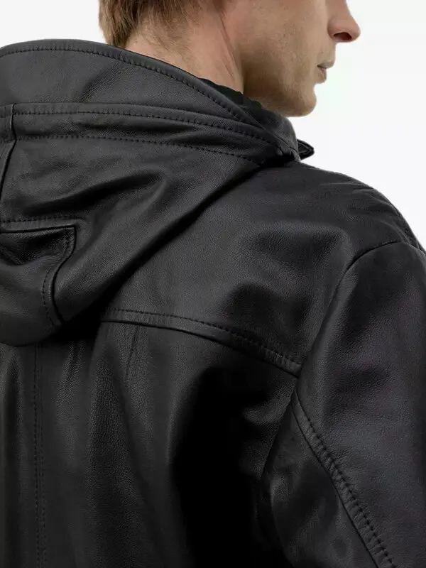 BOSS Hooded Leather Jacket