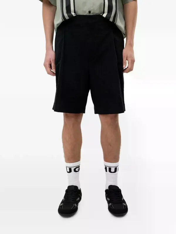 Hugo Seersucker Textured Pleated Shorts